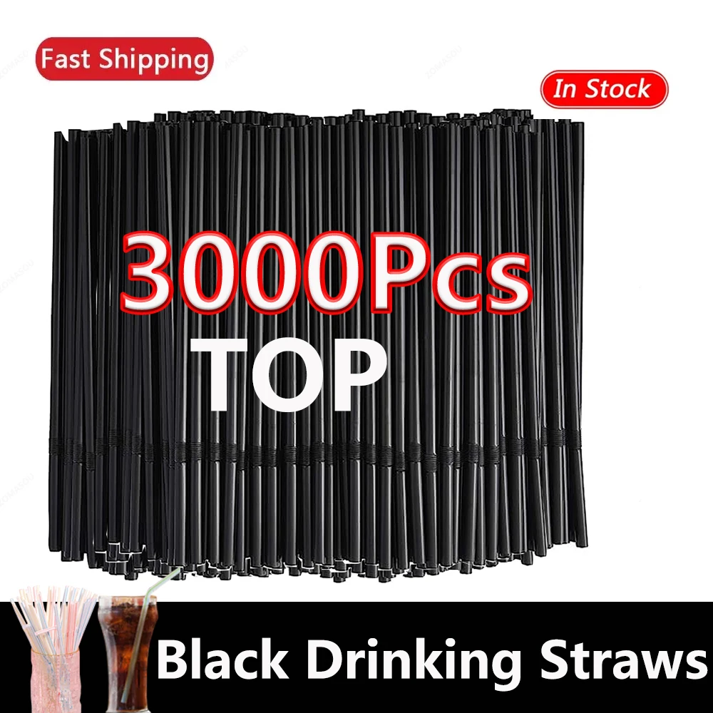 50,3000Pcs Black Drinking Straws Cocktail rietjes, Milk Tea Bar Party ...