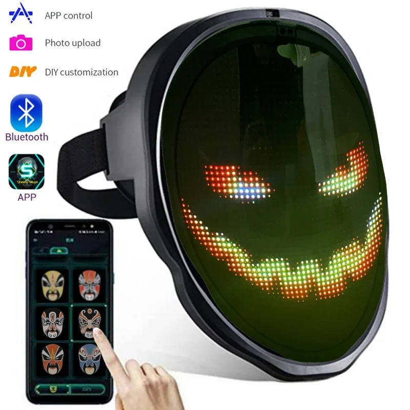 LED-Glow-Mask-com-Gesto-Sensing-RGB-Full-Color-Rosto-Vari-vel-DIY-Foto ...