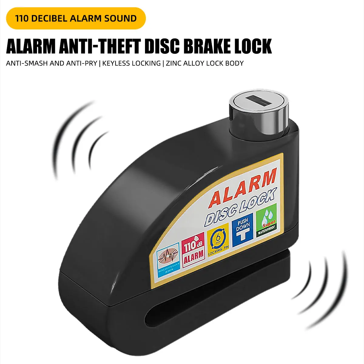 Scooter-Motorcycle-Wheel-Disc-Brake-Alarm-Lock-110dB-Bicycle-Alloy ...