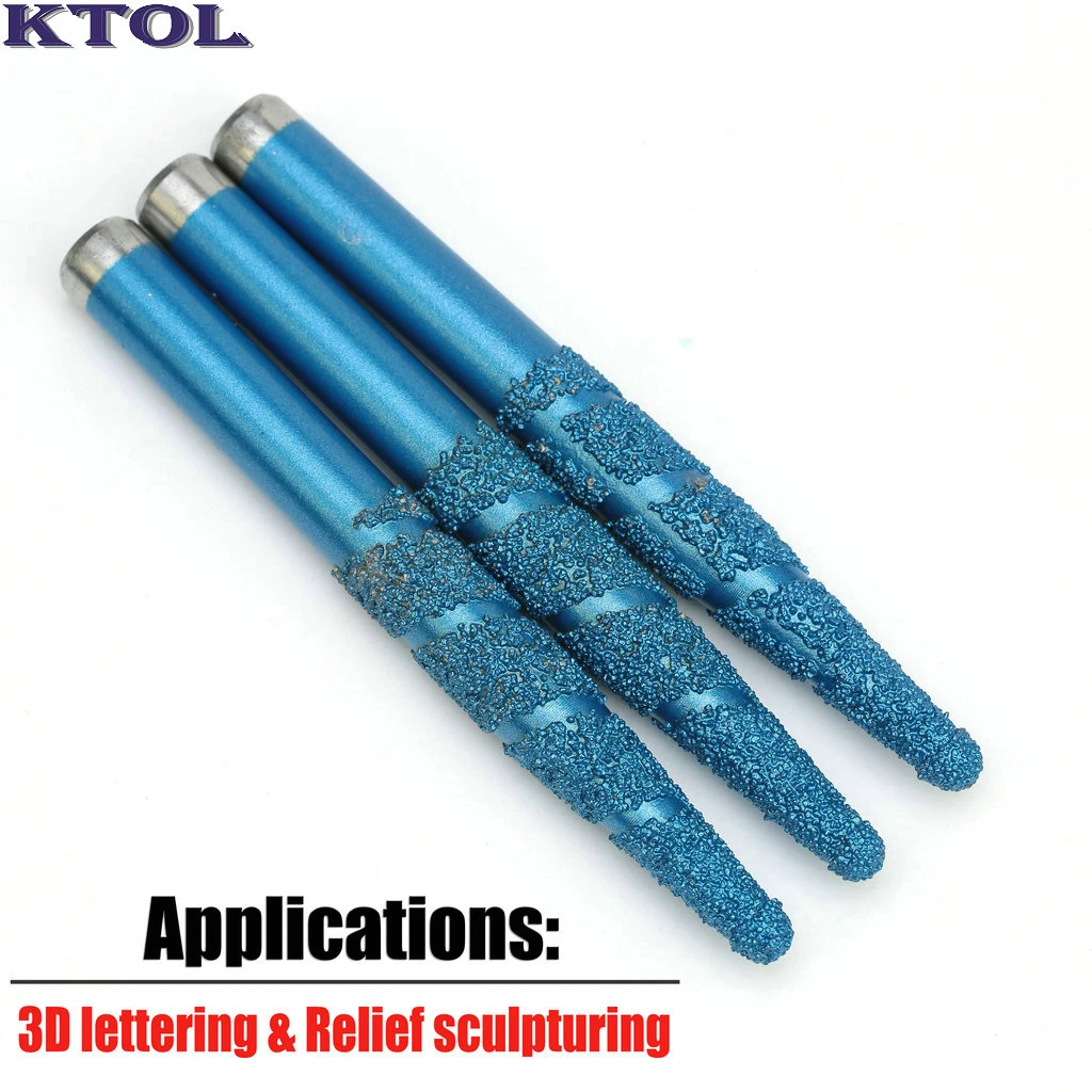 Long 12x6x70mm Tapered Milling Cutter Cnc Router Bits Diamond Stone ...