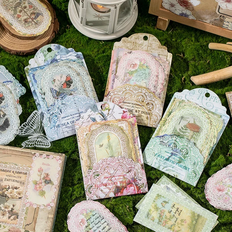 50Pcs-Paper-Lace-Sketch-Literary-Botanical-Frame-Decor-Backing-Picture ...