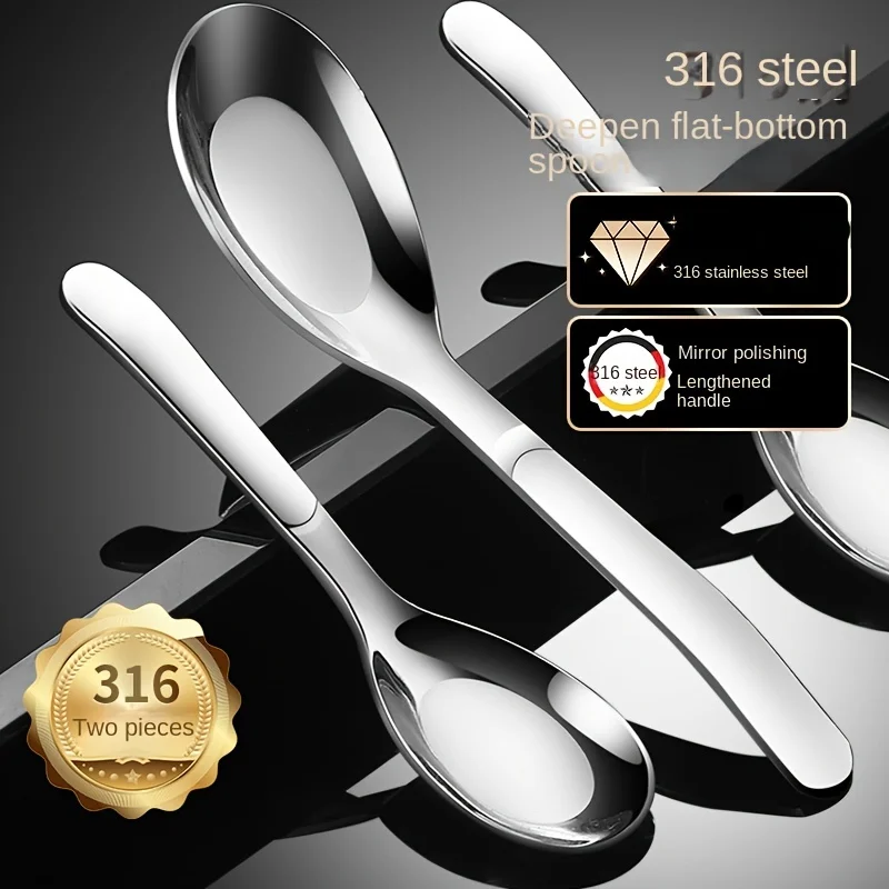2pcs-Stainless-Steel-Spoons-Small-Dessert-Spoons-Long-Handle-Serving ...