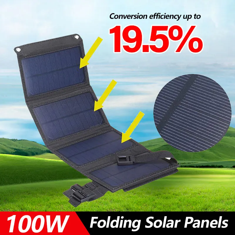 2023-New-100W-Foldable-Solar-Panel-Kit-5V-USB-Sunpower-Solar-Cells-Bank ...
