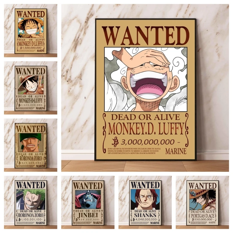 Canvas-Art-Walls-Painting-One-Piece-Luffy-Bounty-Wanted-Ace-Children-s ...