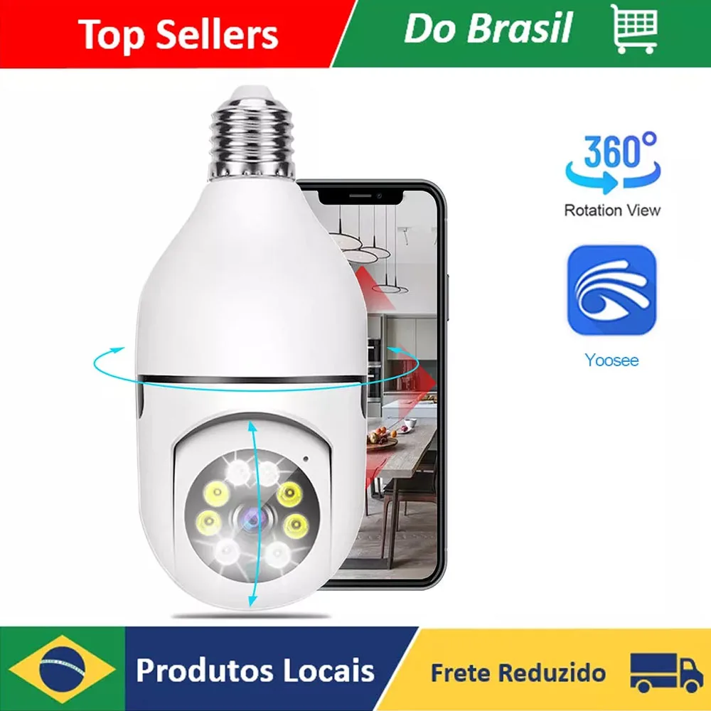 E27 Bulb Camera Casa Câmera de Vigilância de Segurança WIFI Sem Fio Two ...