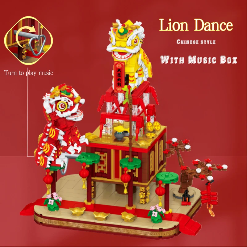 1325PCS-Lion-Dance-Building-Blocks-Chinese-Dragon-Dance-Music-Box-3D ...