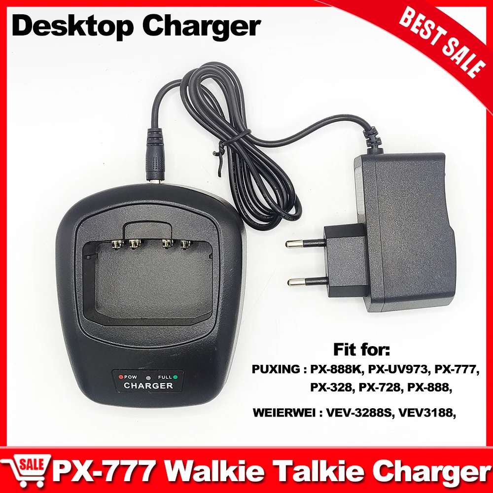 Desktop Charger with EU/US AC Adapter For Puxing PX-777 PX-888 PX-888K ...