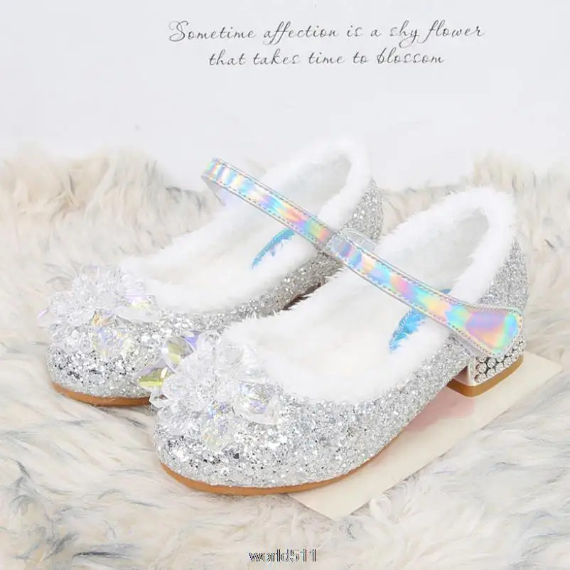Disney-Frozen-Elsa-Princess-Kids-Leather-Girls-Flower-Casual-Glitter-Children-High-Heel-Girls ...