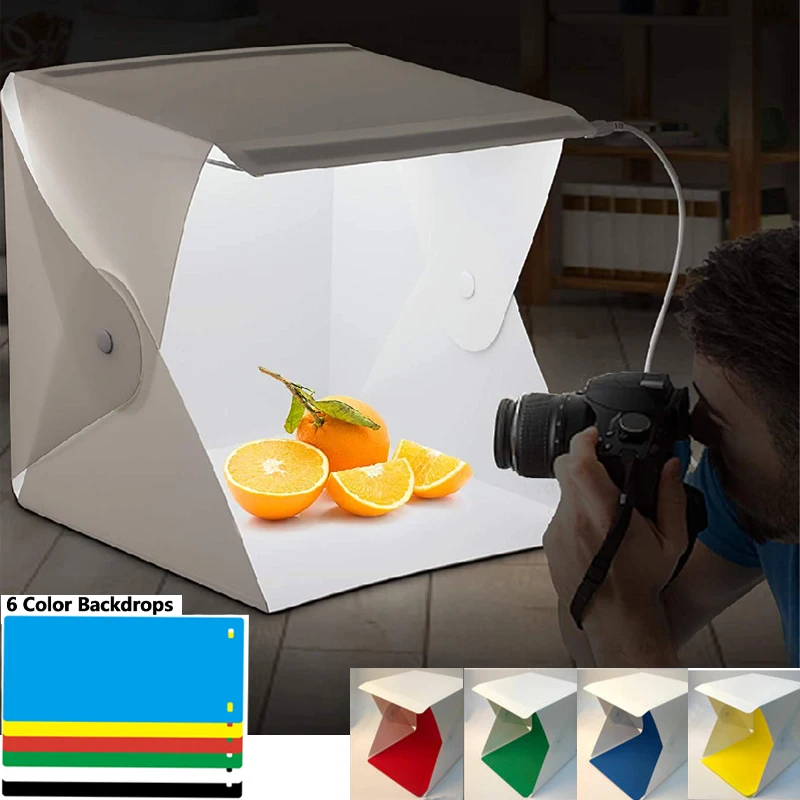 Caja de fotos portátil, Softbox de luz plegable para estudio fotográfico, cubos Led dobles para ...