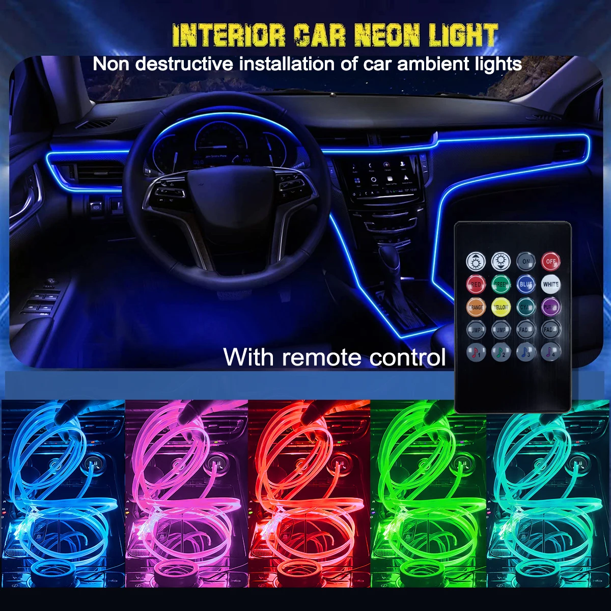 RGB-Car-Interior-LED-Light-Decorative-Ambient-Light-7-Colors-Multi-Mode ...