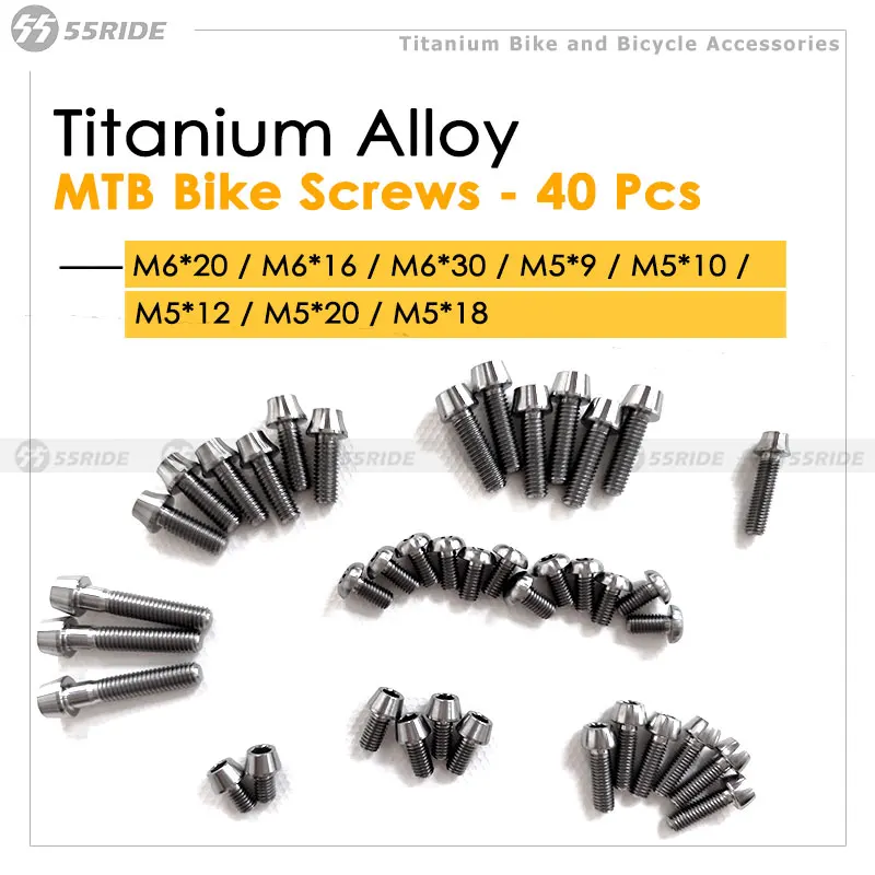 40pcs MTB Bike Titanium Alloy Bolts, Disc Screw, Bicycle Screw cone ...