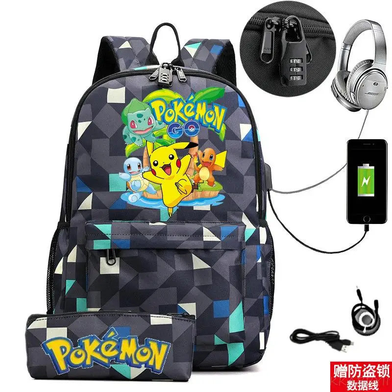 POKEMON-GO-Backpack-USB-Charge-Pikachu-School-Bag-For-Teens-Pocket ...