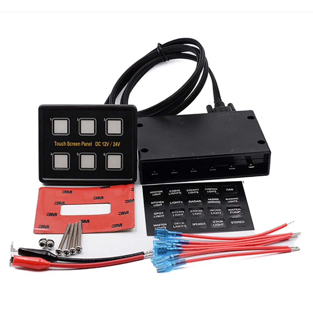 DC12 24V Touch Screen Switches Panel 6 Gang LED Switch Panel Slim Touch ...