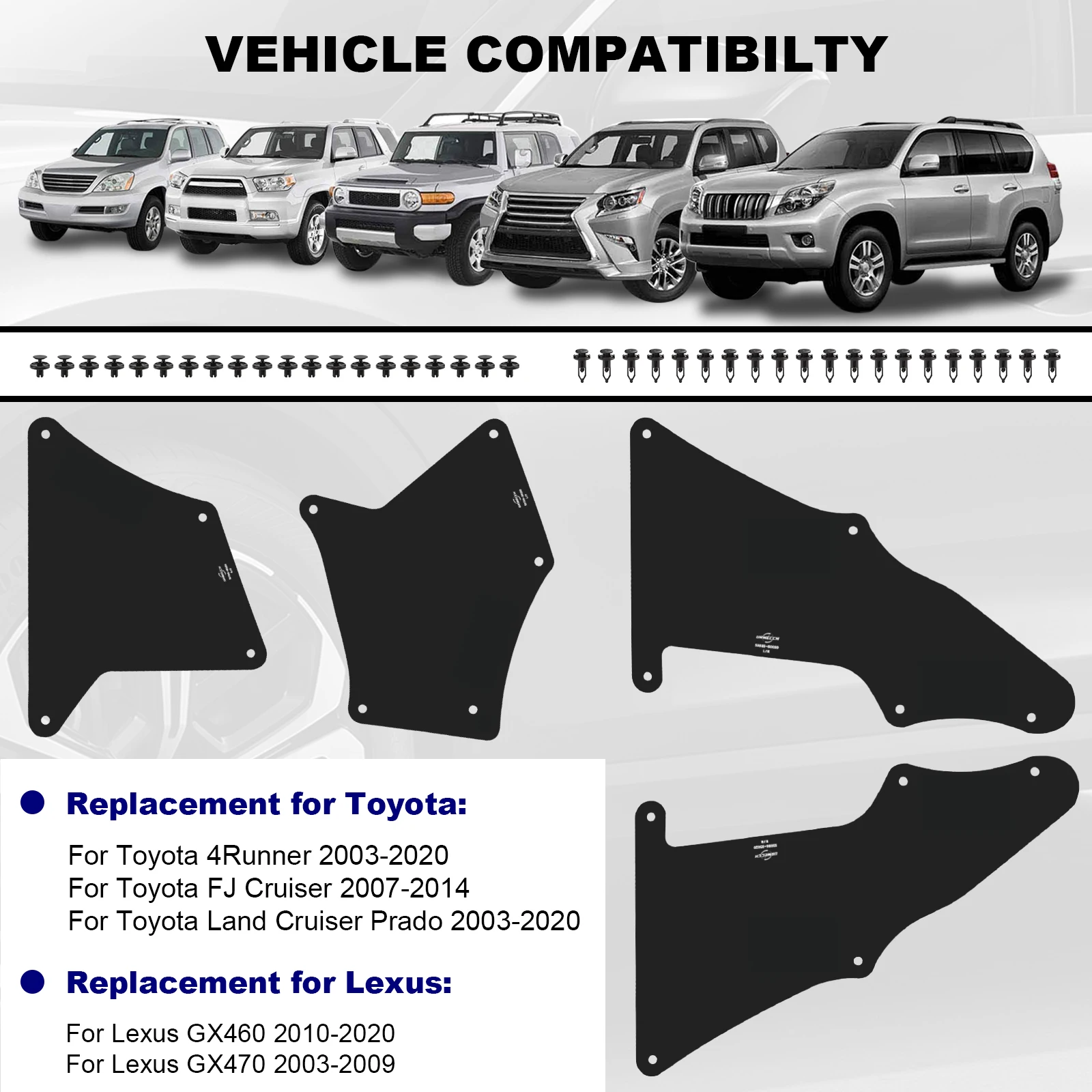 Splash Guard Fender Liner Shields Inner Mud Flaps For Toyota 4 Runner ...