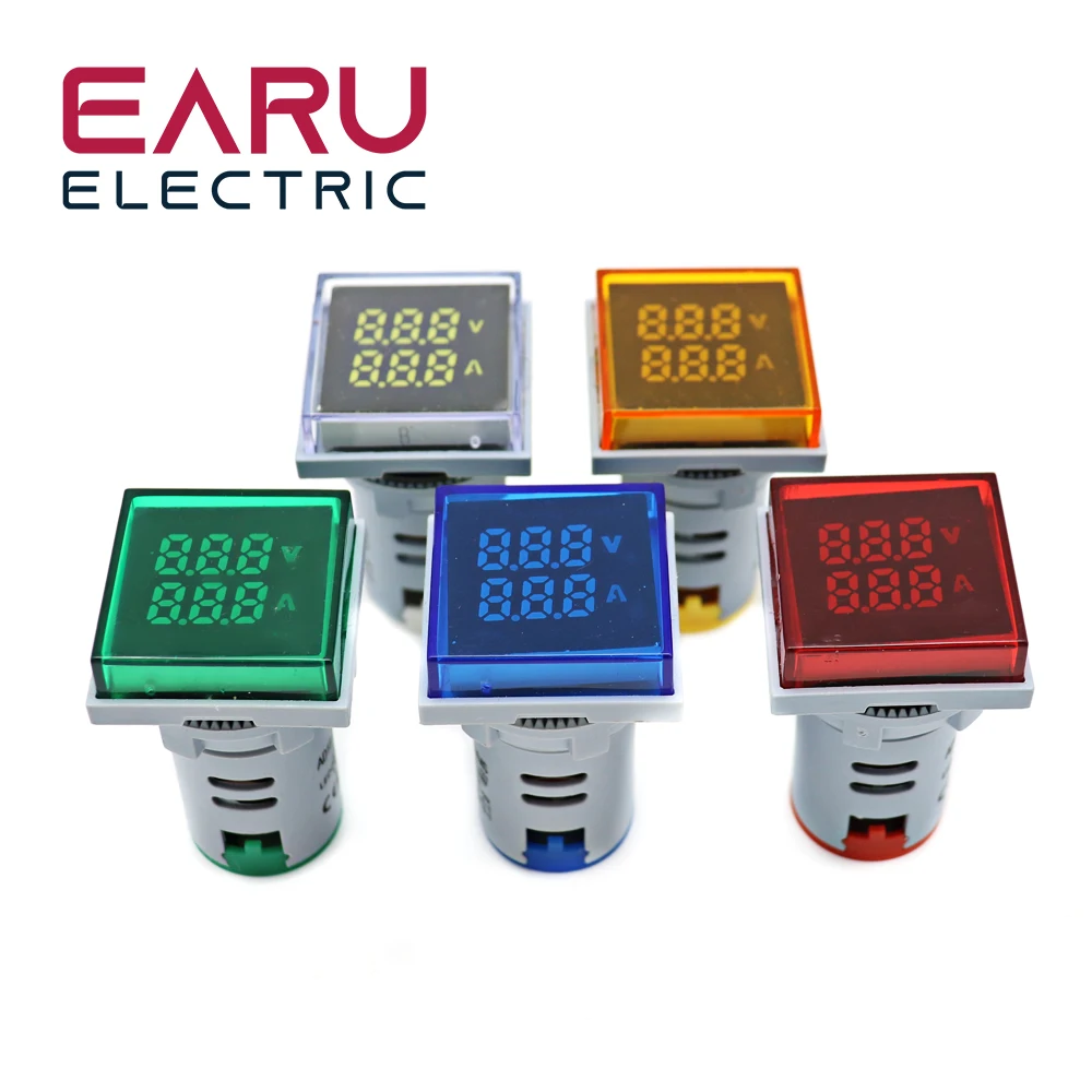 Mini-Digital-Voltmeter-Ammeter-22mm-Square-AC-20-500V-0-100A-Amp-Volt ...