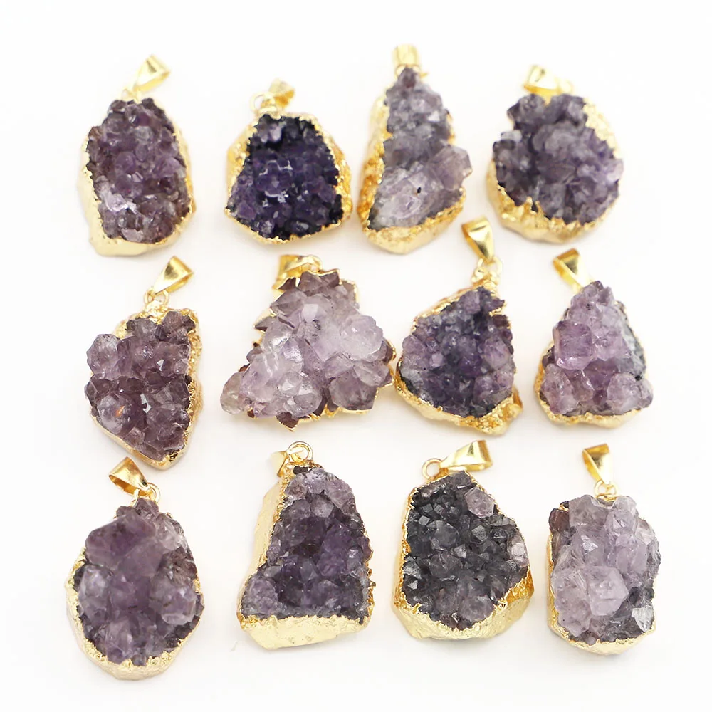 6pcs-lot-Natural-Stone-Raw-Ore-Amethyst-Necklace-Pendants-Irregular ...