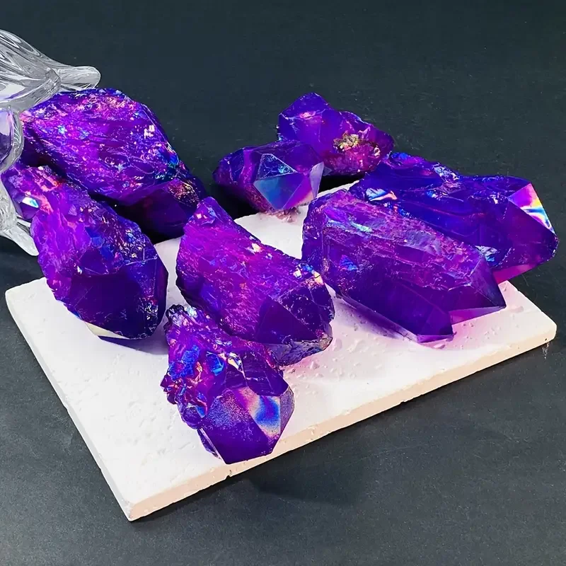1pc Glam Style Purple Aura Quartz Cluster, Natural Rock Crystal Decor ...