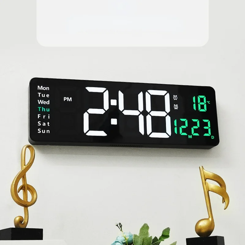 LED-Digital-Wall-Clock-Temperature-Date-Week-Display-Remote-Control ...