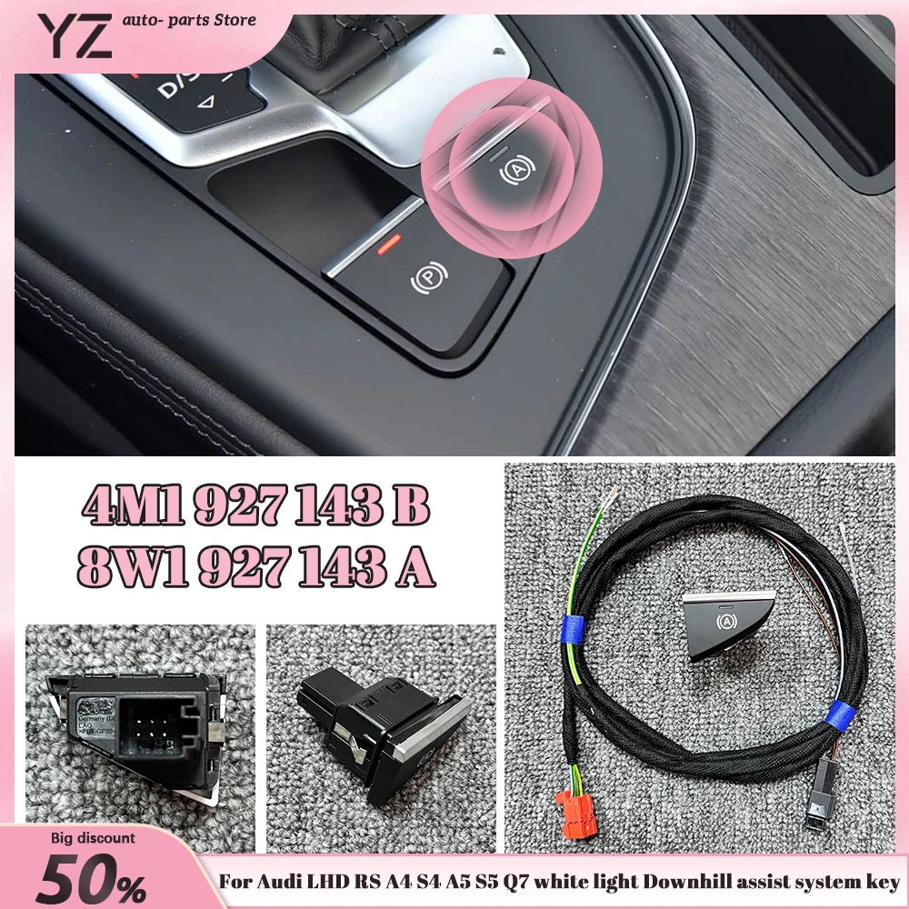 For Audi LHD RS A4 S4 A5 S5 Q7 white light Downhill assist system key ...