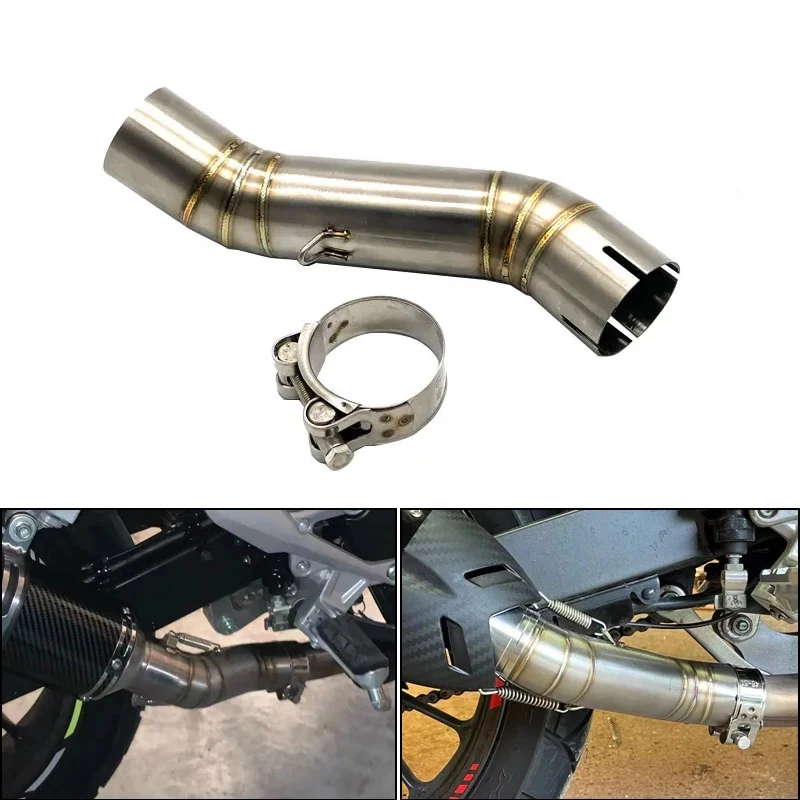 Motorcycle-Stainless-Steel-Exhaust-Middle-Pipe-Link-Connec-Fit-For ...