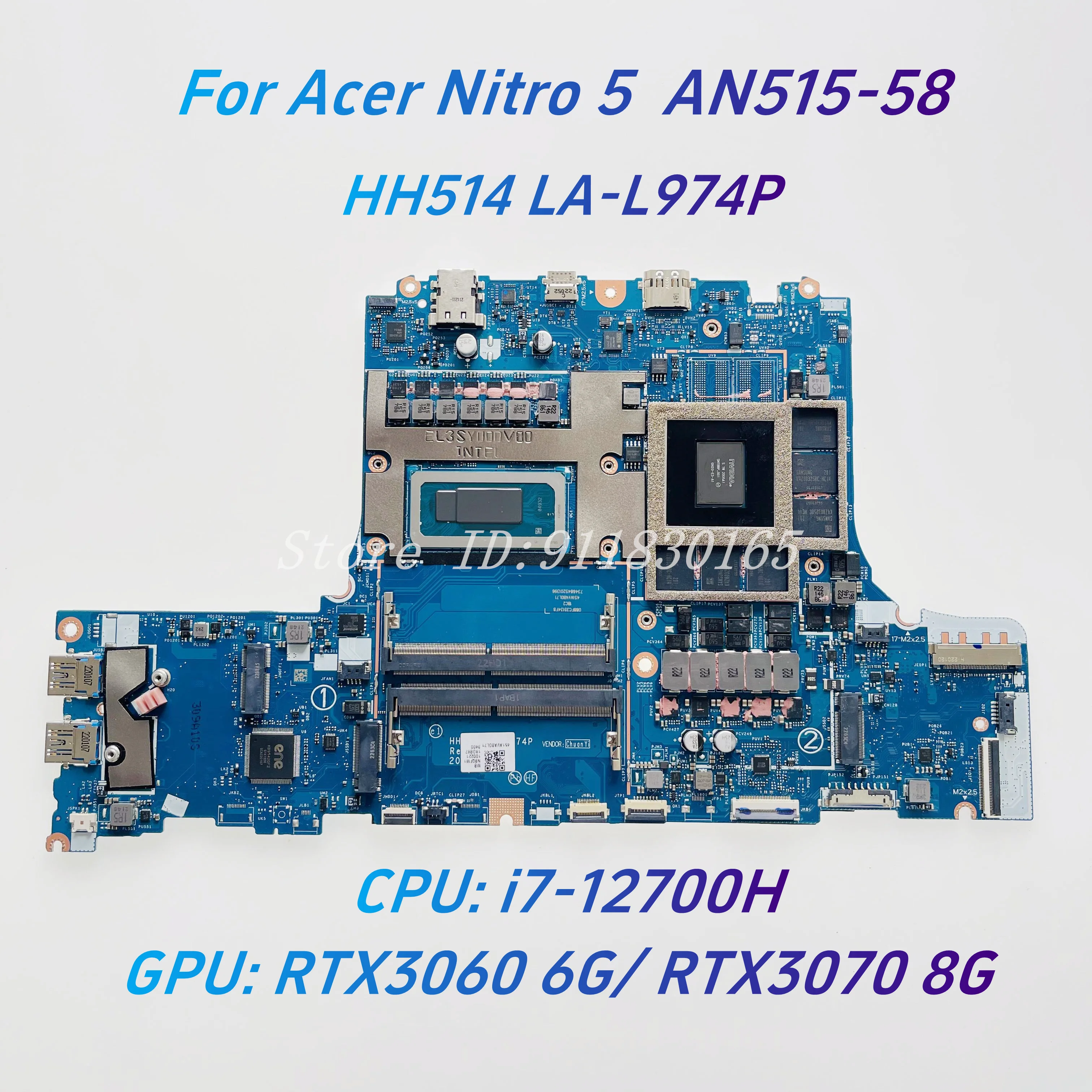 HH514-LA-L974P-For-Acer-Nitro-AN515-58-Laptop-Motherboard-NBQFM11002 ...