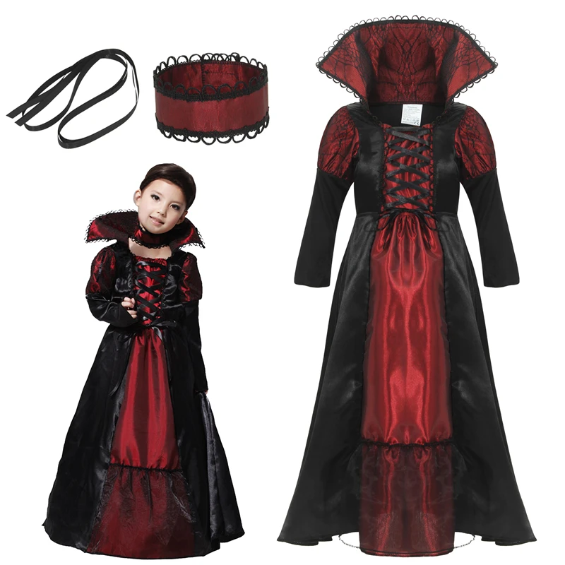Girls Halloween Costume Vampire Dress Up Child Vampiress Role Play ...