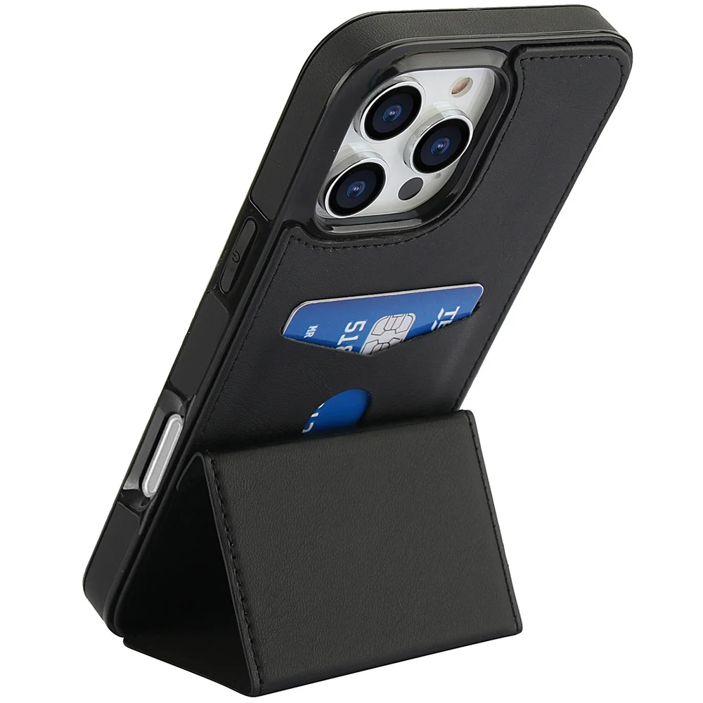 HOCE Three-fold Stand Card Holder Phone Case For iPhone 17 16 15 14 13 ...