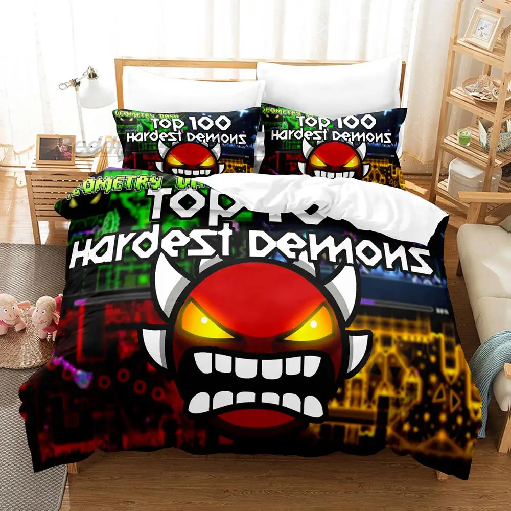 Angry-Geometry-Dash-Bedding-Set-Single-Twin-Full-Queen-King-Size-Bed ...