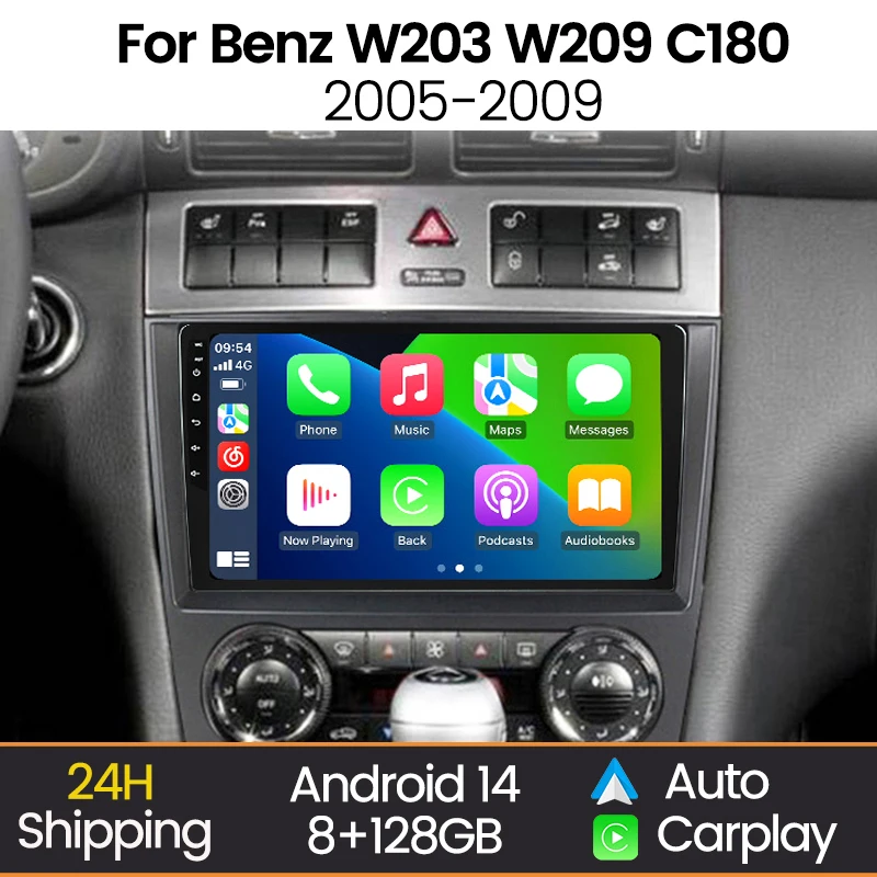Android 14 Systems Car Radio Stereo For Mercedes Benz W203 W209 C180 ...