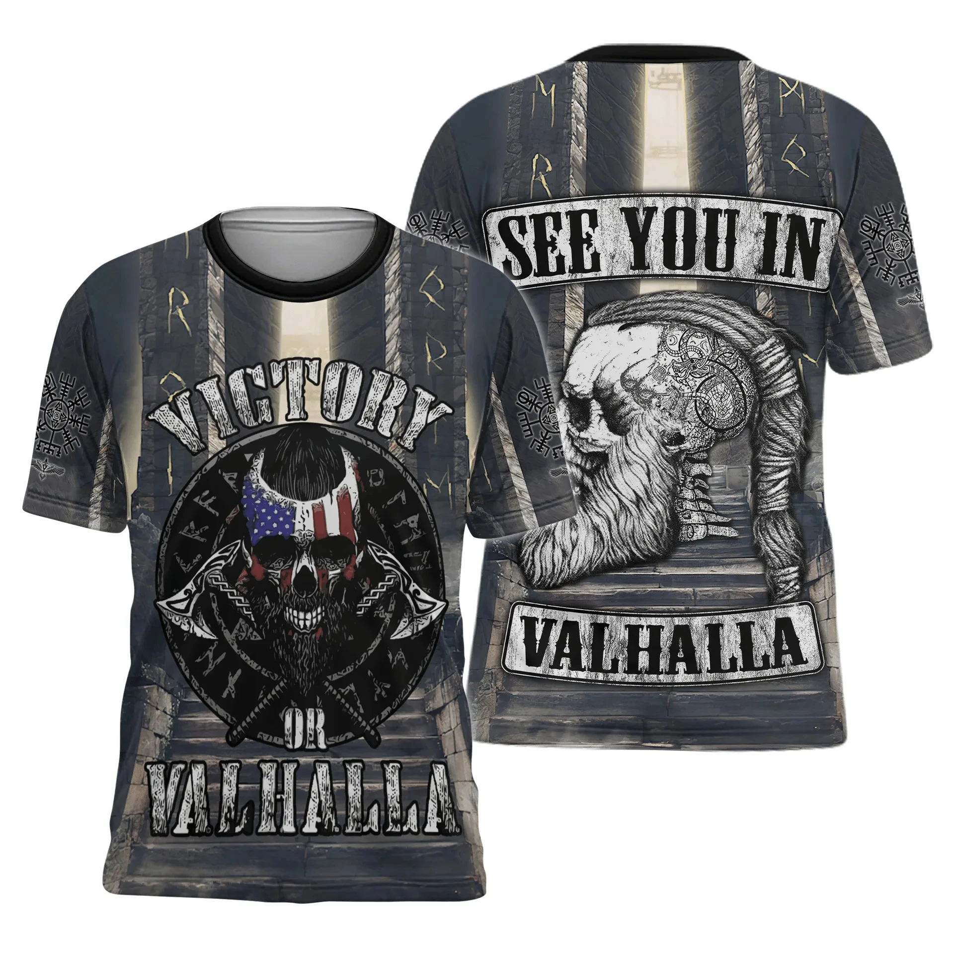Viking-Myth-Valhalla-Totem-T-shirts-3D-Men-s-Personality-Streetwear-O ...