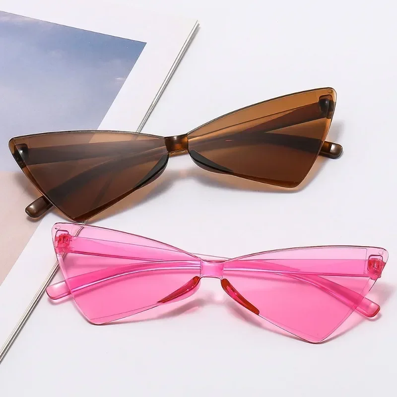 New-One-piece-Triangle-Sunglasses-Female-One-piece-Mirror-Bow ...