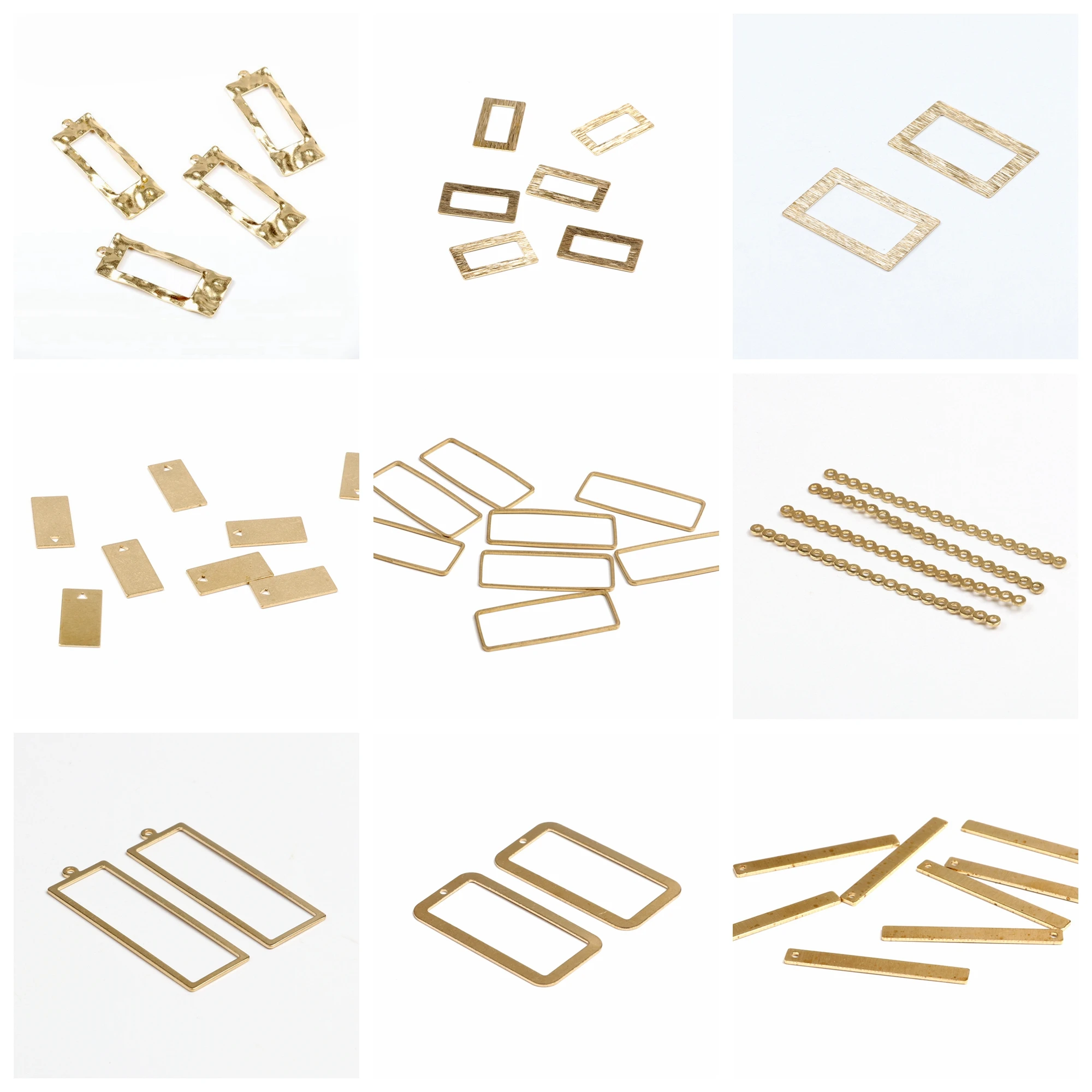 Hammered Brass Charms,Rectangle connector,Findings Accessories For Diy ...