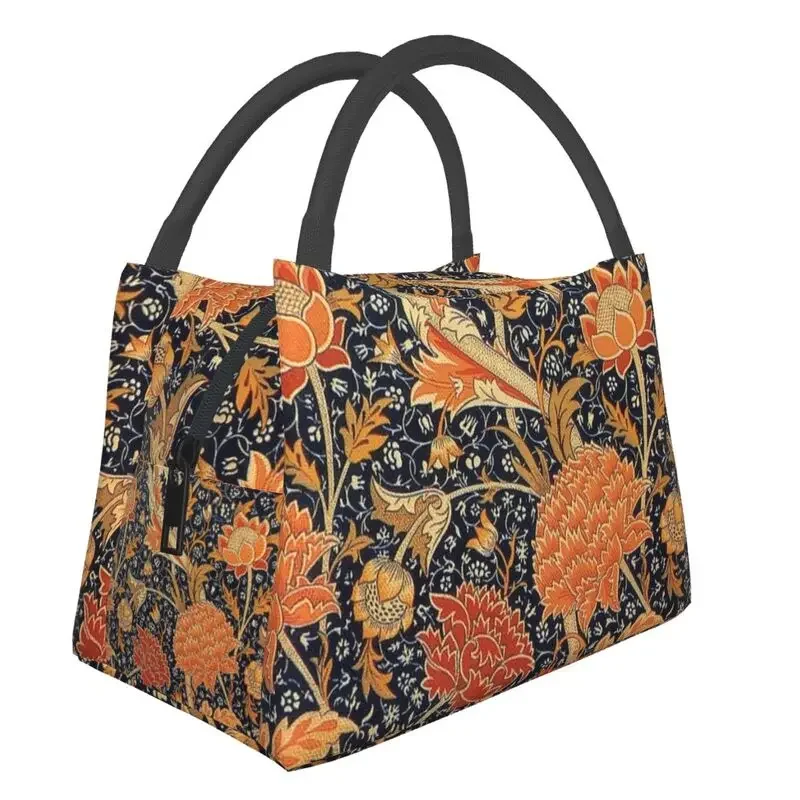 William-Morris-Orange-Cray-Floral-Art-Thermal-Insulated-Lunch-Bag-Women ...