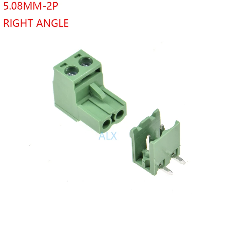 10SETS-2EDG-2pin-5-08MM-pitch-RIGHT-ANGLE-pluggable-screw-terminal ...