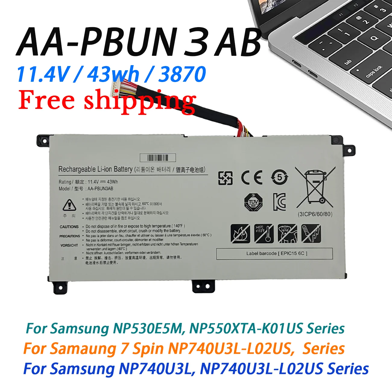 AA-PBUN3AB-AA-PBUN3QB-Battery-For-Samsung-Notebook-7-BA43-00377A ...