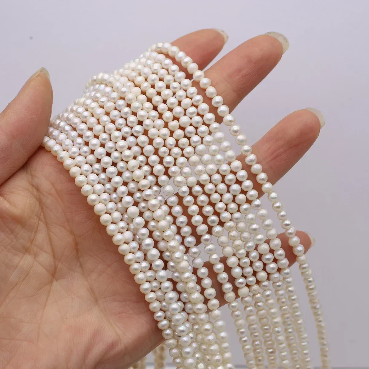 3-4mm A Natural Freshwater Pearls Beading Small Round Pearls Spacer ...