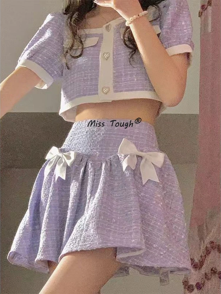 Summer-Kawaii-Sweet-Two-Piece-Set-Women-Korean-Fashion-Patchwork-Party-Mini-Skirt-Suit-Female ...
