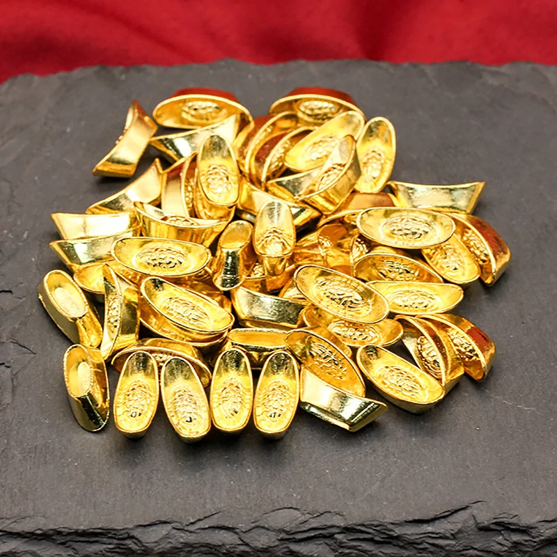 10pcs-Ingot-Gold-Chinese-Yuan-Bao-Wealth-Golden-Statue-Ingots-Decor ...
