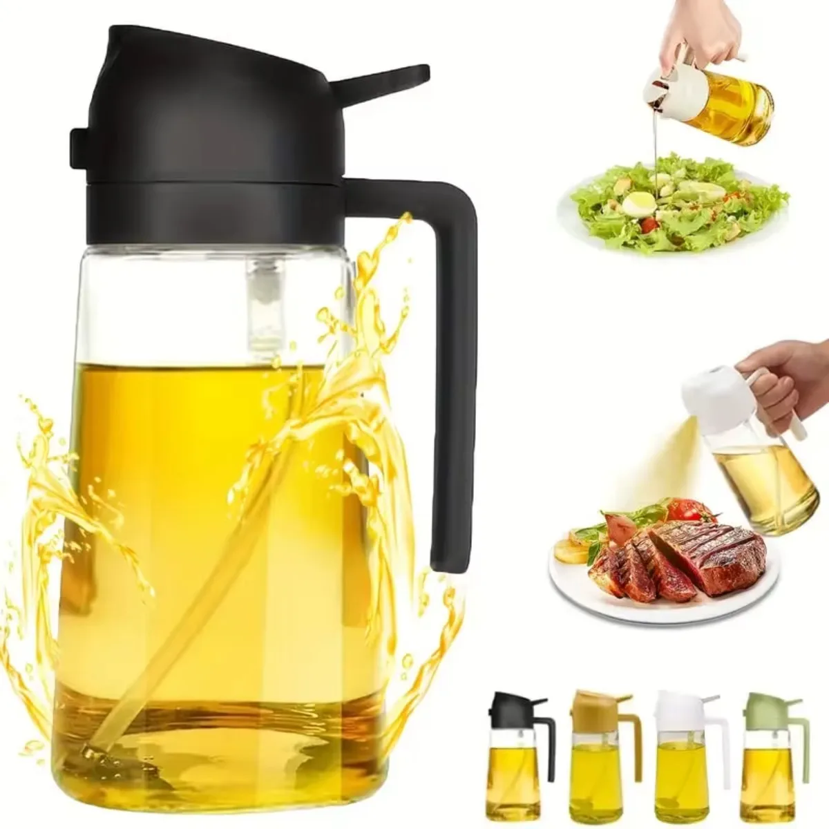 2in1 Plastic Oil Sprayer Bottle for Kitchen & BBQ, Adjustable Spray Oil ...