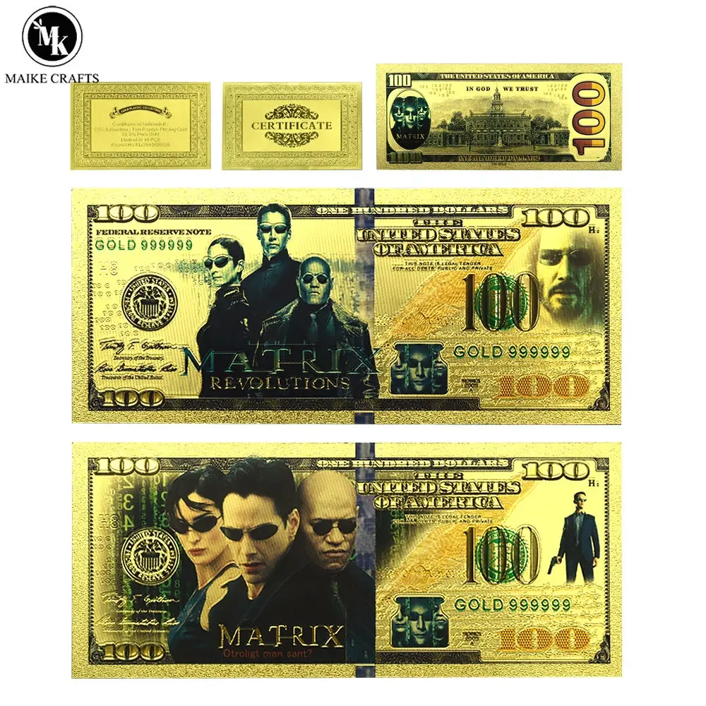 2022-The-Matrix-Film-Gold-Foil-Banknote-24K-Gold-Plated-100-Paper-Money ...