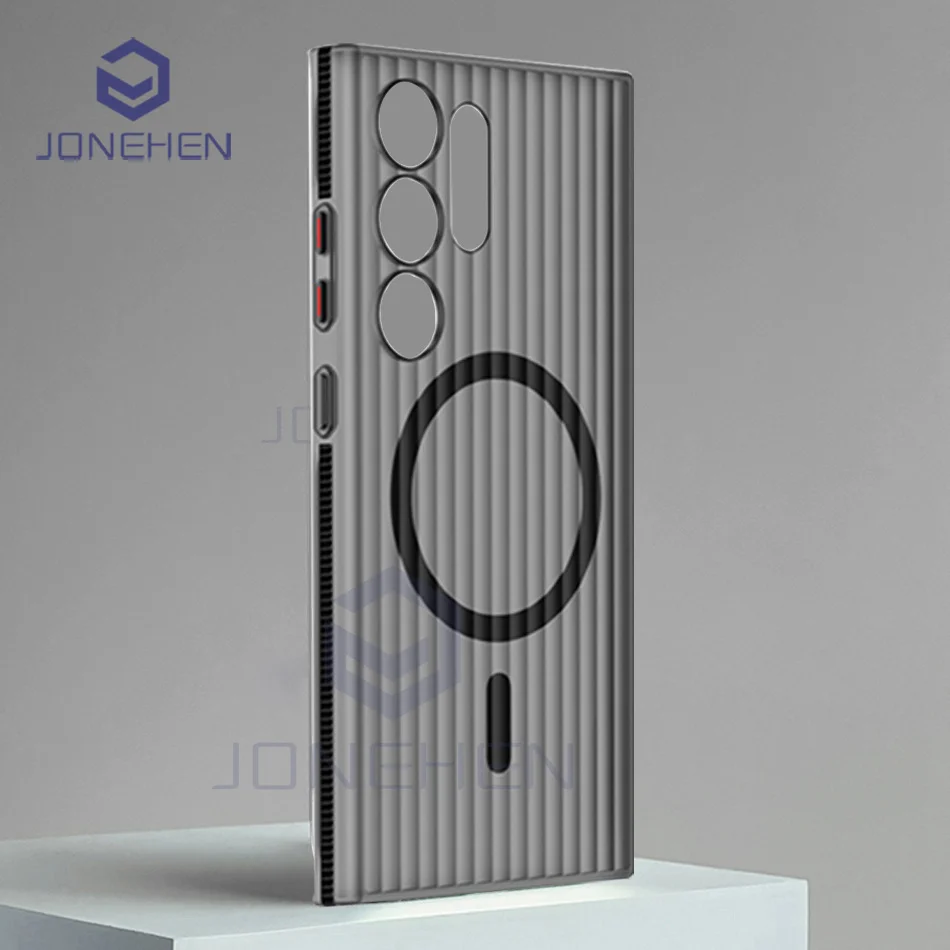 Corrugated-Pattern-Non-slip-Bumper-Magnetic-Wireless-Charge-Case-For ...