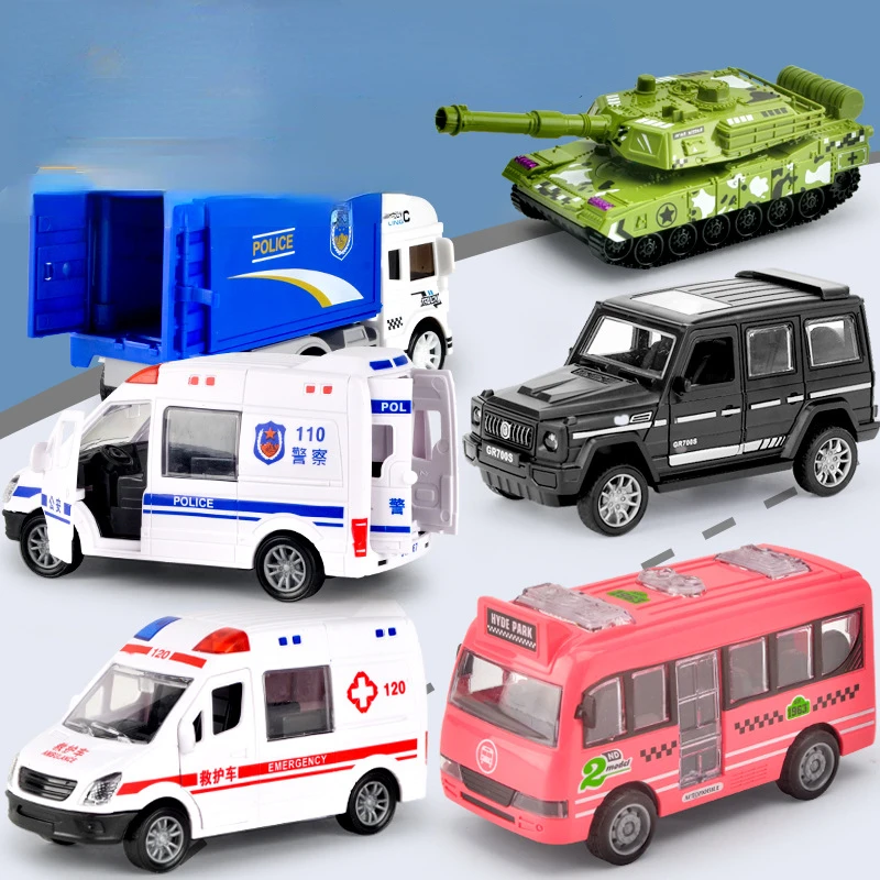 Mini Model Pull Back Cars City Inertia Vehicles City Express Bus Double ...