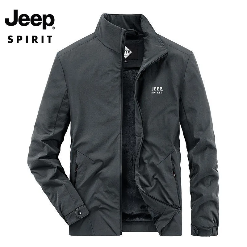 JEEP SPIRIT Men Autumn Winter Casual Plush Coat Outdoor Thickened Warm ...