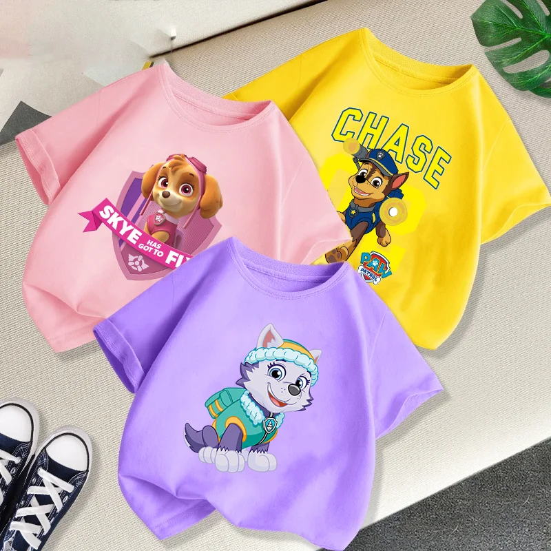 Paw Patrol Clothing for Children Colorful T-shirt Cotton Anime Clothes ...