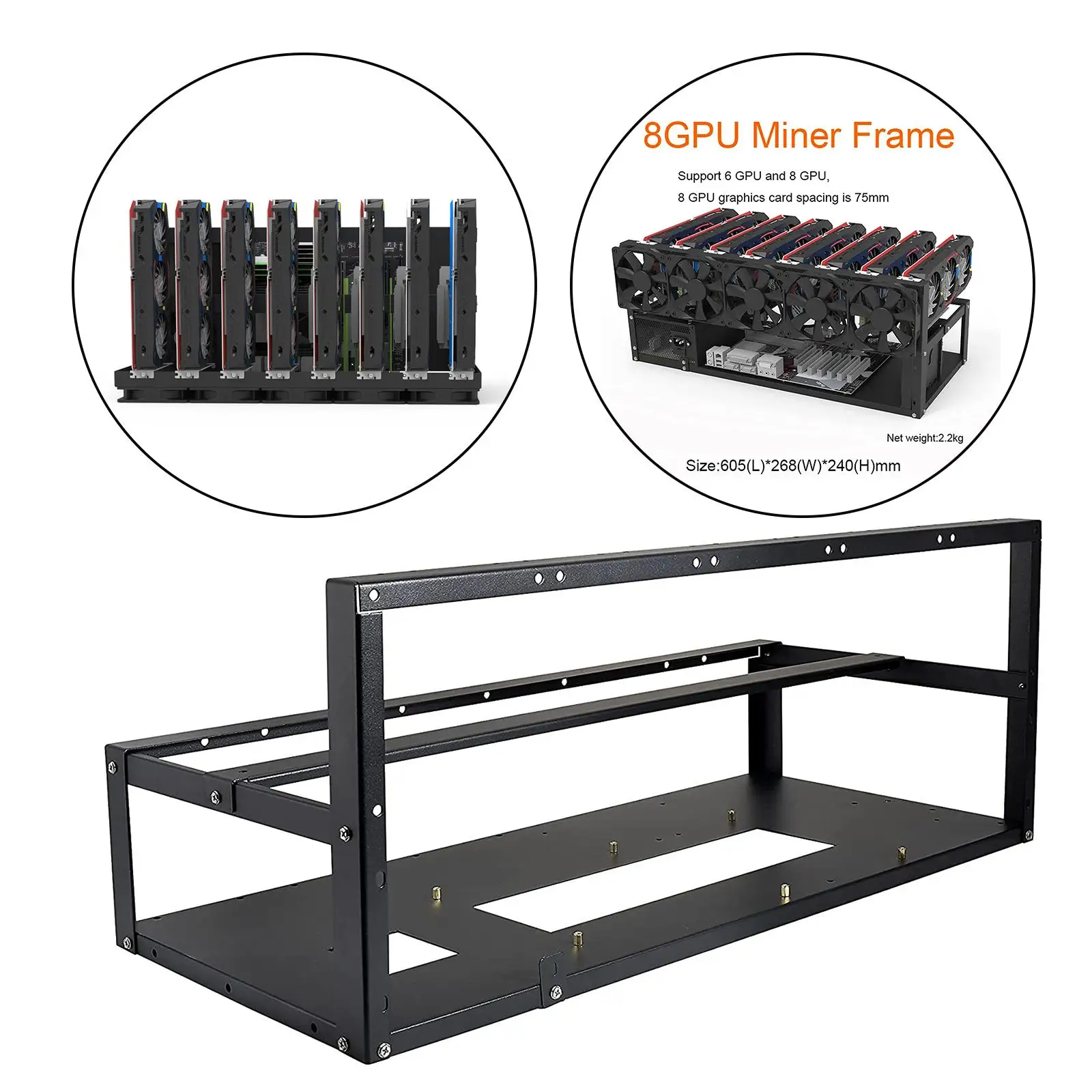 6/8 GPU Mining Rig Frame Rack Open Air Computer Case GPU Card Bitcoin ...