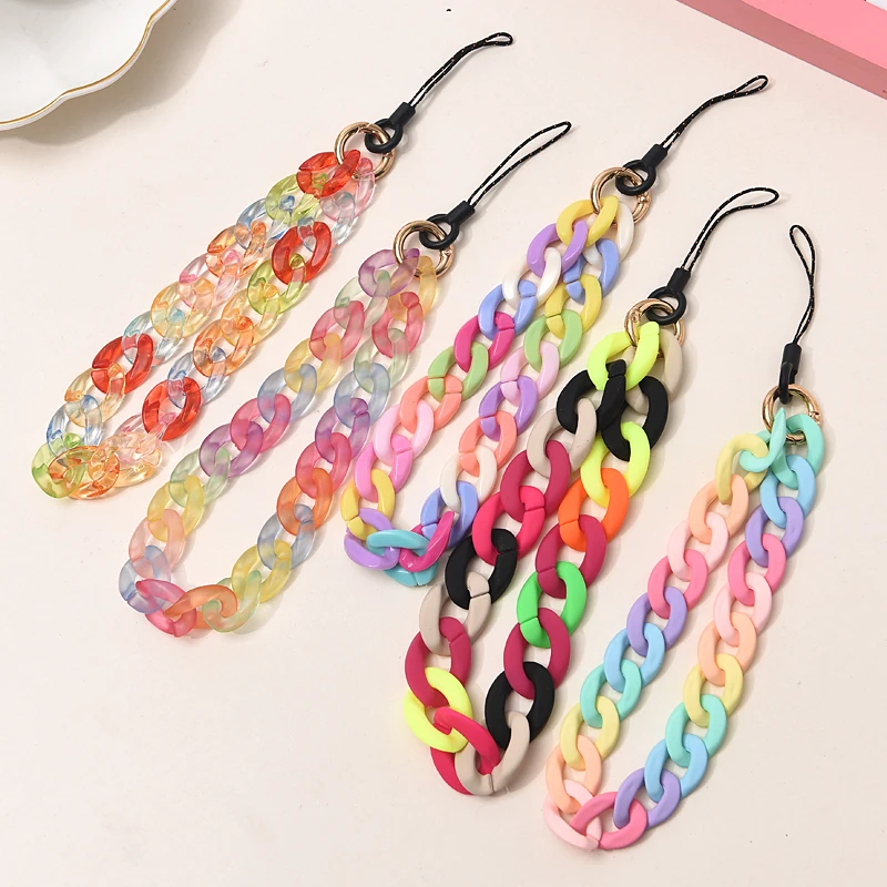 Fashion Trendy Colorful Acrylic Spring Ring Mobile Phone Chain For DIY ...