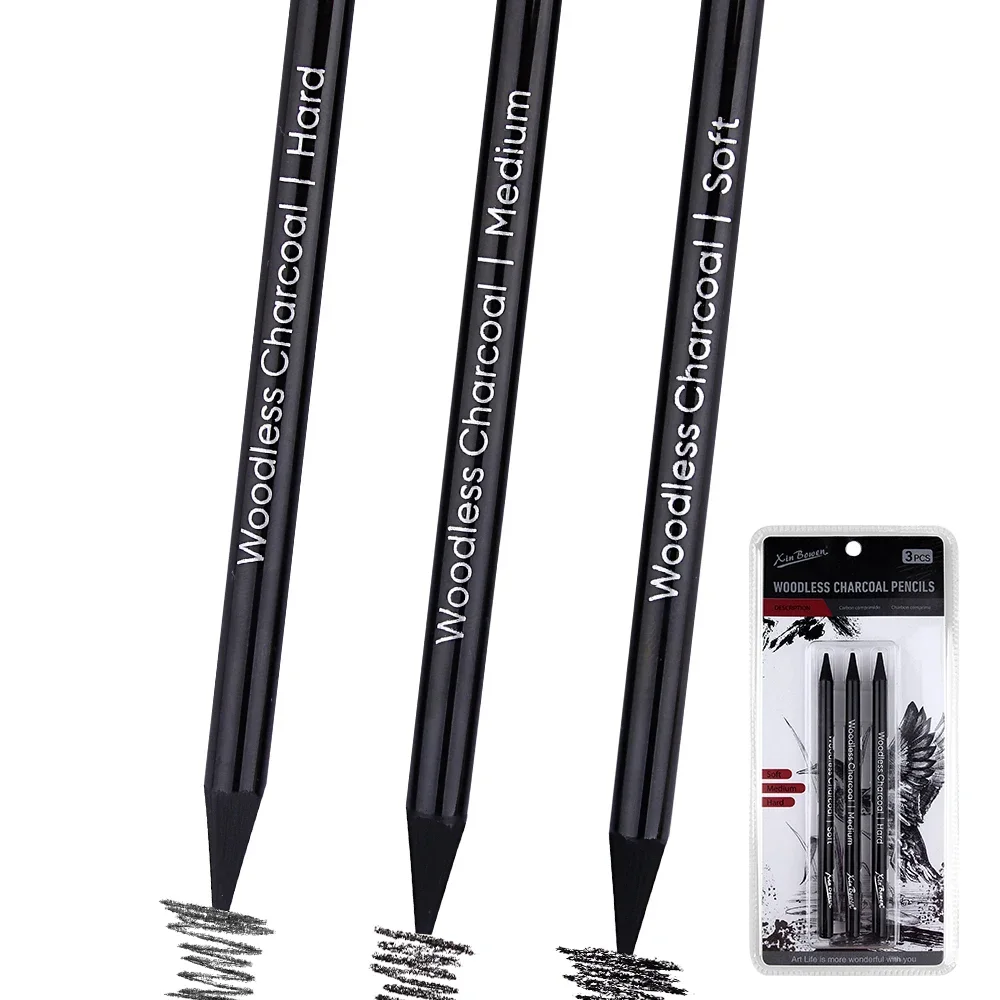 3pcs Woodless Graphite Pencils Set Soft Medium Hard Sketch Drawing ...