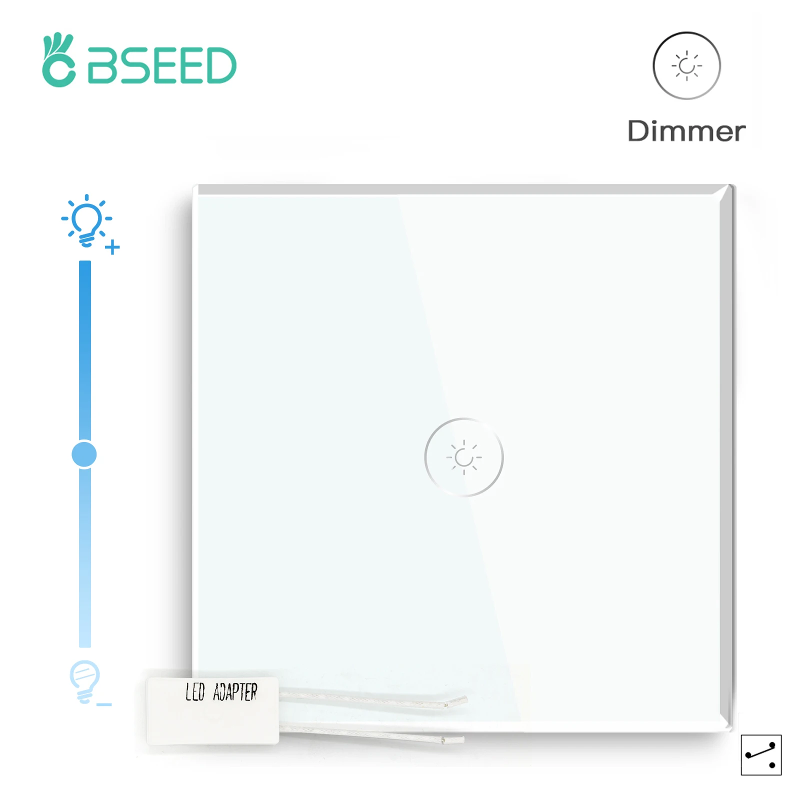 BSEED Dimmer Touch Screen Switch 1Gang 2Way LED Dimmable Wall Light ...