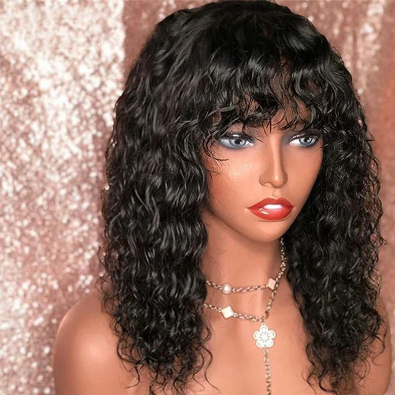 Curly-Bob-Wigs-Human-Hair-With-Bangs-Machine-Made-O-Scalp-Top-Wig ...
