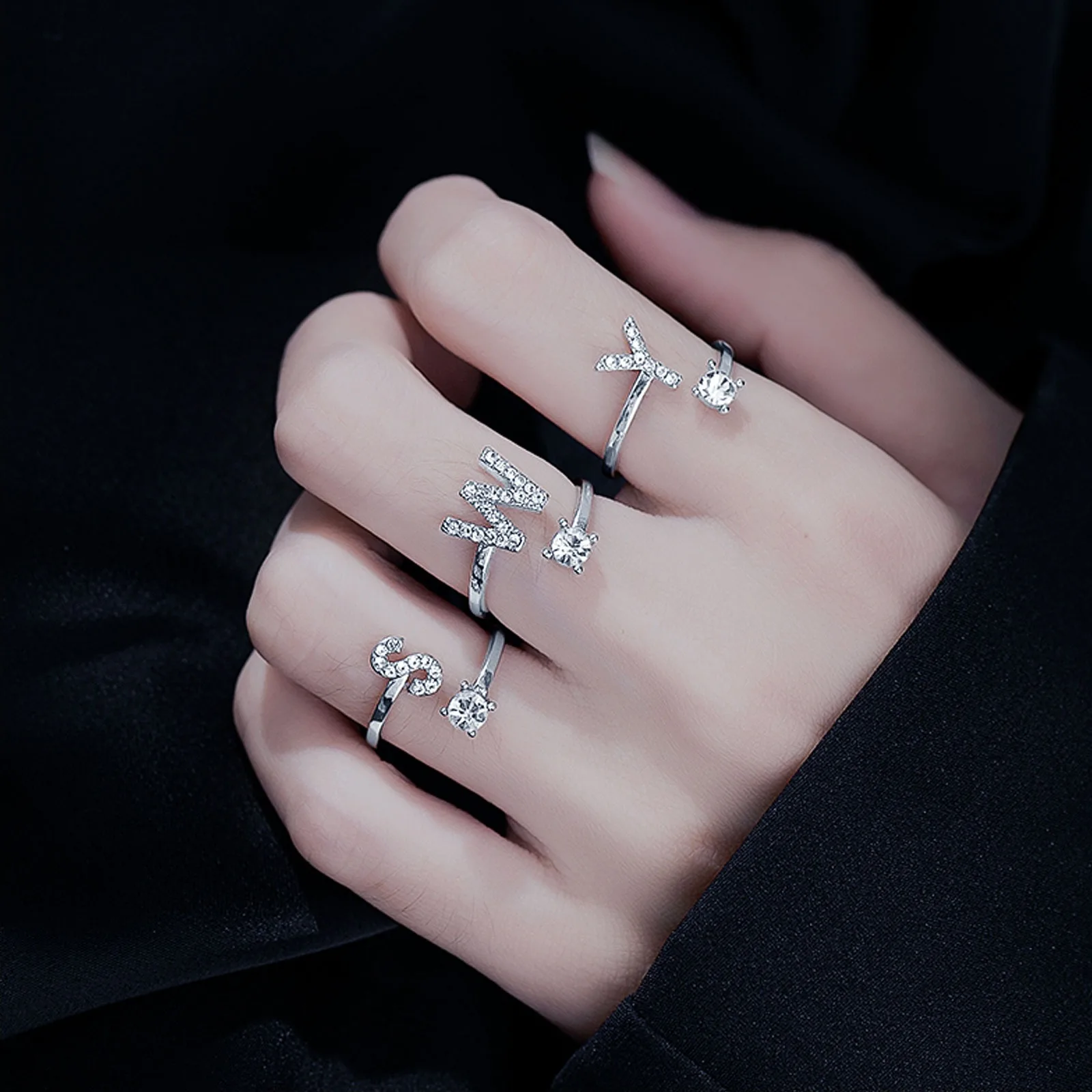 26-English-Letter-Open-Finger-Rings-A-Z-Initials-Name-Alphabet-Female ...